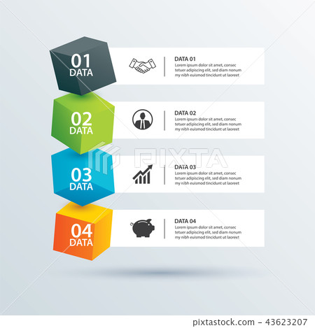 Infographics box square with 4 paper data template - Stock Illustration ...
