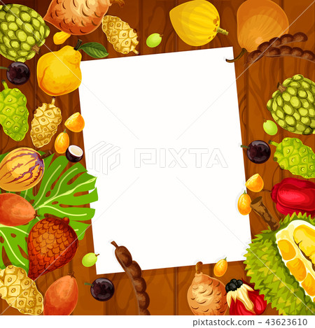 Vector recipe note with exotic fruits design - Stock Illustration ...