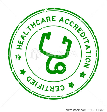 Grunge green healthcare accreditation stamp - Stock Illustration ...