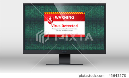 Computer monitor with alert message of virus - Stock Illustration ...