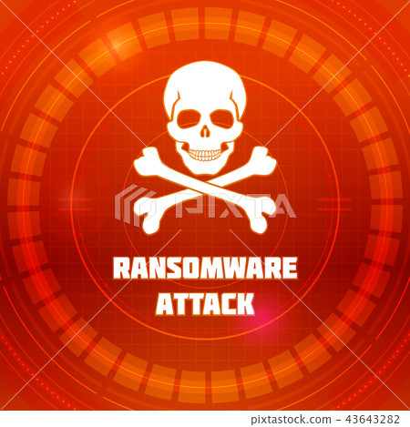 Ransomware virus, emblem of Malware attack. Skull - Stock Illustration ...