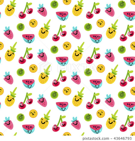 Tasty and sweet summer fruits art pattern - Stock Illustration ...