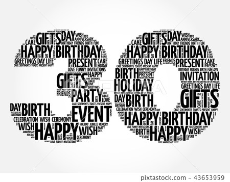 Happy 30th birthday word cloud - Stock Illustration [43653959] - PIXTA