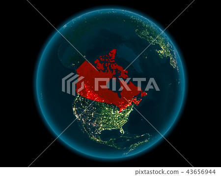 Canada on planet Earth in space at night - Stock Illustration [43656944 ...