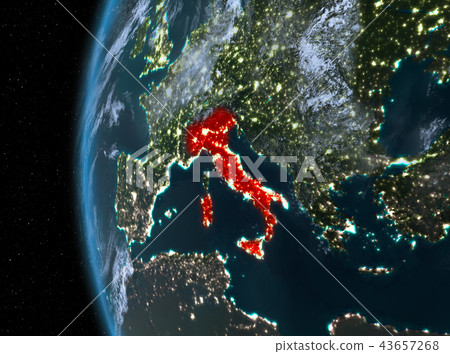 Italy in red at night - Stock Illustration [43657268] - PIXTA