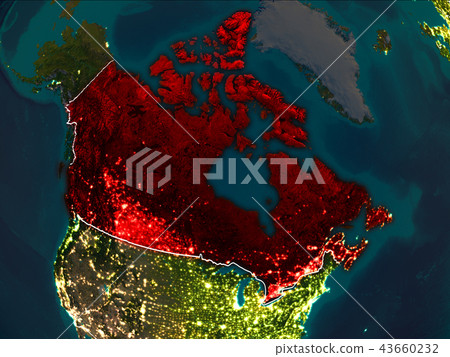 Map of Canada at night - Stock Illustration [43660232] - PIXTA