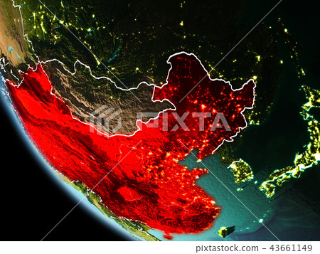 China at night on Earth - Stock Illustration [43661149] - PIXTA