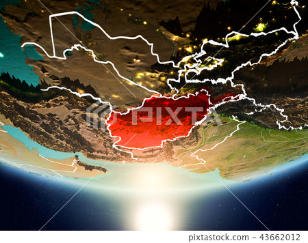 Afghanistan with sun on planet Earth - Stock Illustration [43662012 ...