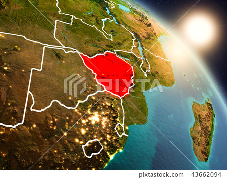 Zimbabwe from space during sunrise - Stock Illustration [43662094] - PIXTA