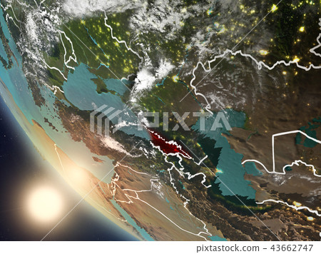Sunset above Georgia from space - Stock Illustration [43662747] - PIXTA