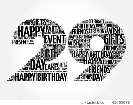 Happy 29th birthday word cloud - Stock Illustration [43665978] - PIXTA
