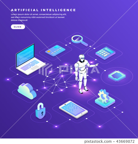 Isometric artificial intelligence AI - Stock Illustration [43669872 ...