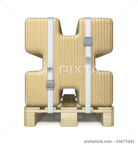 Cardboard box font Letter X on wooden pallet 3D - Stock Illustration ...