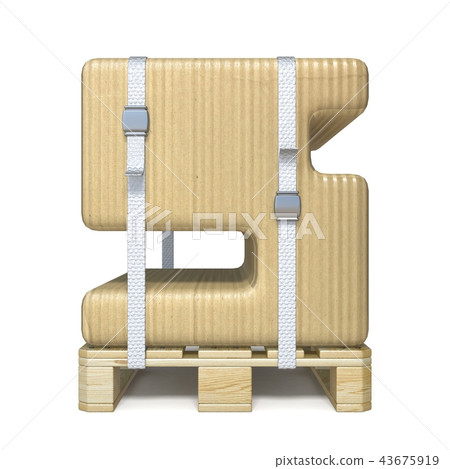 Cardboard box Number 5 FIVE on wooden pallet 3D - Stock Illustration ...