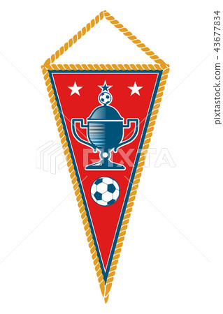 Red triangle soccer pennant isolated white - Stock Illustration ...
