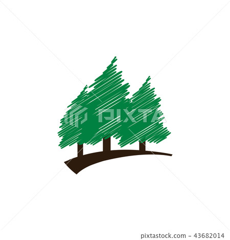 Elegant scribble green pine trees template vector - Stock Illustration ...