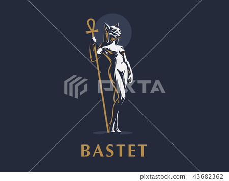 Egyptian goddess Bastet. Vector illustration. - Stock Illustration ...