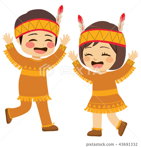 Thanksgiving Native American Kids - Stock Illustration [43691332] - PIXTA