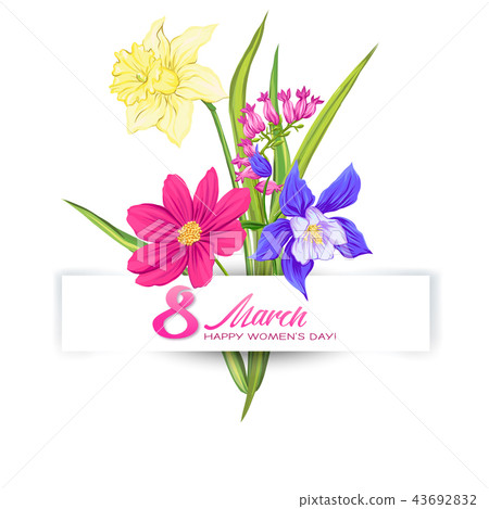Bouquet of spring flowers for 8 March. Colorful... - Stock Illustration ...