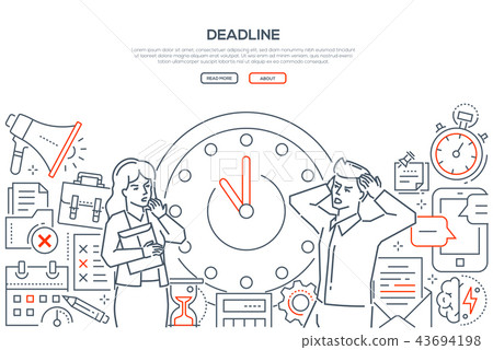 Deadline - line design style vector web banner - Stock Illustration ...