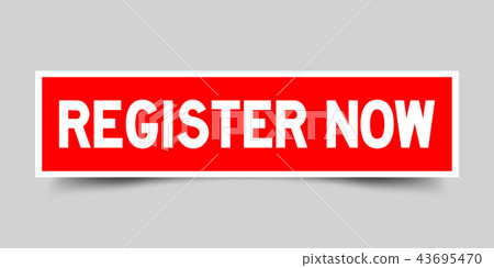 White and red color register now word sticker - Stock Illustration ...