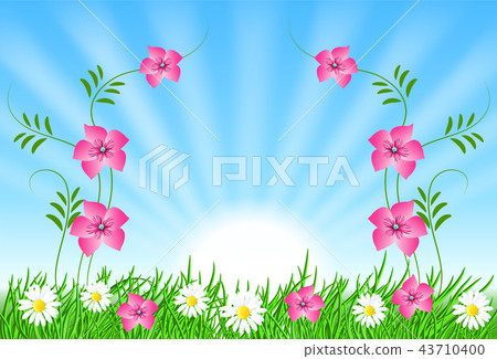 Summer landscape with sun rays - Stock Illustration [43710400] - PIXTA