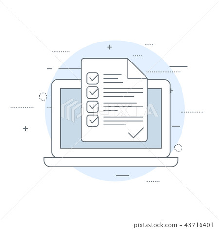 Laptop and checklist - inspection or verification - Stock Illustration ...