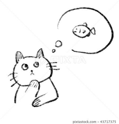 Cat imagining a fish - Stock Illustration [43717375] - PIXTA