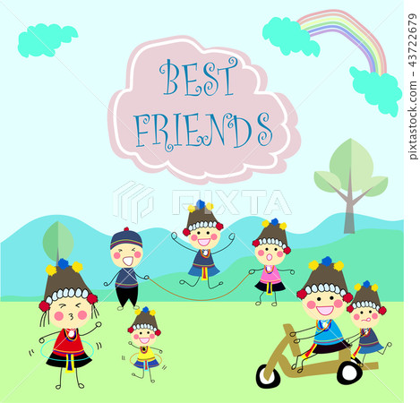 kids doodle over pattern background vector illustr - Stock Illustration ...