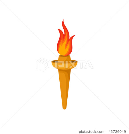 Golden torch with bright red-orange fiery... - Stock Illustration ...