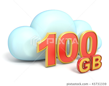 Cloud icon 100 GB storage capacity 3D-插圖素材 [43731339] - PIXTA圖庫