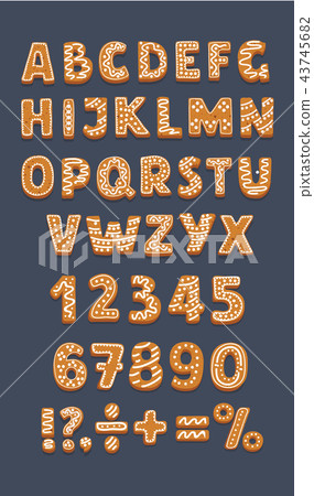 Gingerbread letters and numbers. - Stock Illustration [43745682] - PIXTA