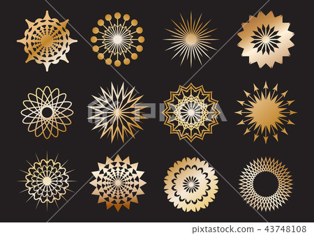 Set of golden geometric shape and design elements - Stock Illustration ...