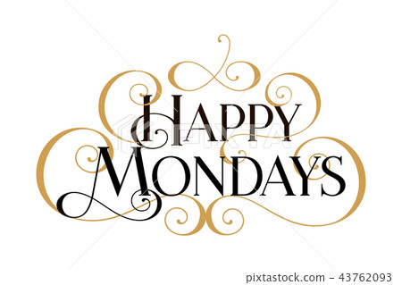 Happy Mondays. Handwritten modern brush black... - Stock Illustration ...