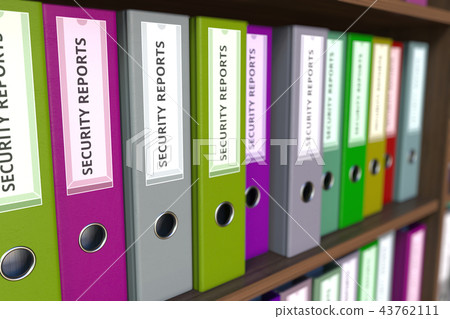 Office binders with SECURITY REPORTS... - Stock Illustration [43762111 ...