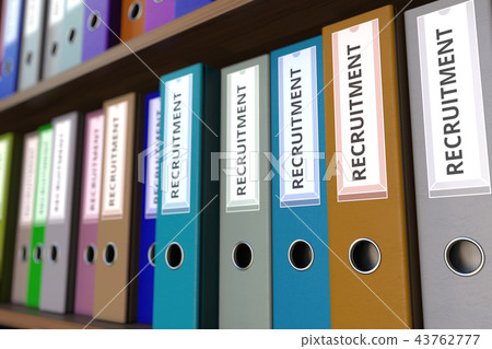 Office binders with RECRUITMENT inscription. 3D... - Stock Illustration ...