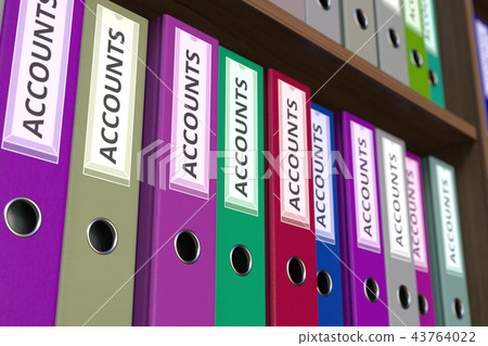 Office binders with ACCOUNTS inscription. 3D... - Stock Illustration ...