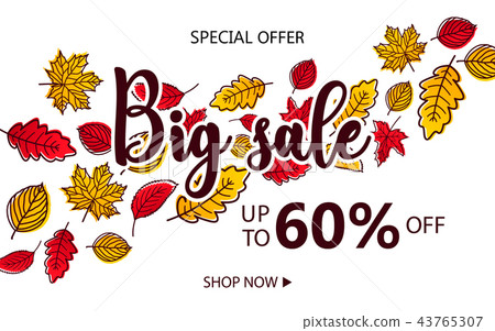 Autumn Sale Background with Falling Autumn Leaves. - Stock Illustration ...