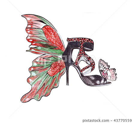 Hand drawing of a sketch of fashion accessories - Stock Illustration ...