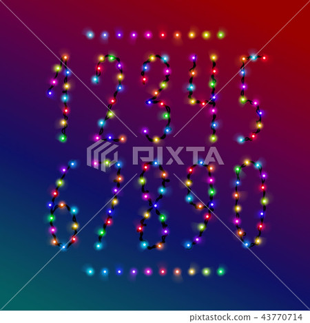 Vector number set from christmas lights - Stock Illustration [43770714 ...