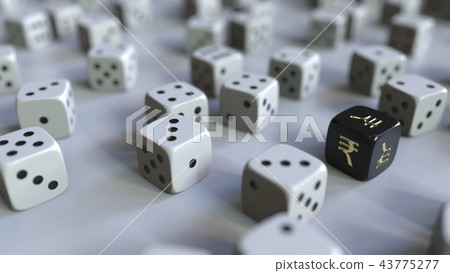Dice with rupee sign among scattered gambling... - Stock Illustration ...