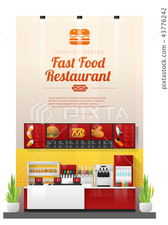 Modern fast food restaurant counter background - Stock Illustration ...
