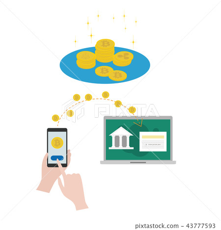 Figure of remittance to bank in virtual currency - Stock Illustration ...