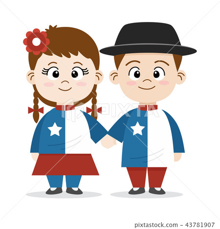 Cute cartoon Chile people in flag costume - Stock Illustration ...