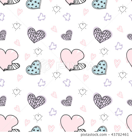 seamless heart doodle pattern vector - Stock Illustration [43782461 ...
