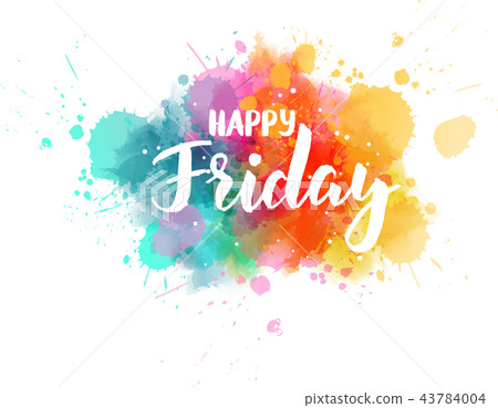 Happy Friday calligraphy lettering on watercolor - Stock Illustration ...