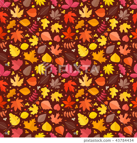 Fall leaves seamless background - Stock Illustration [43784434] - PIXTA