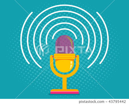 Microphone on halftone background - Stock Illustration [43795442] - PIXTA
