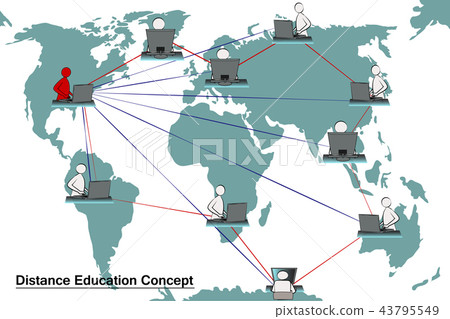 Concept of distance online and e-learning... - Stock Illustration ...