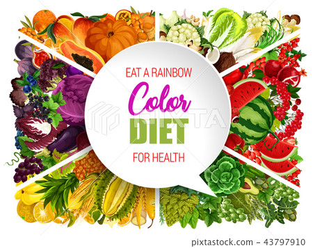 Color diet food, vegetable and fruit - Stock Illustration [43797910 ...